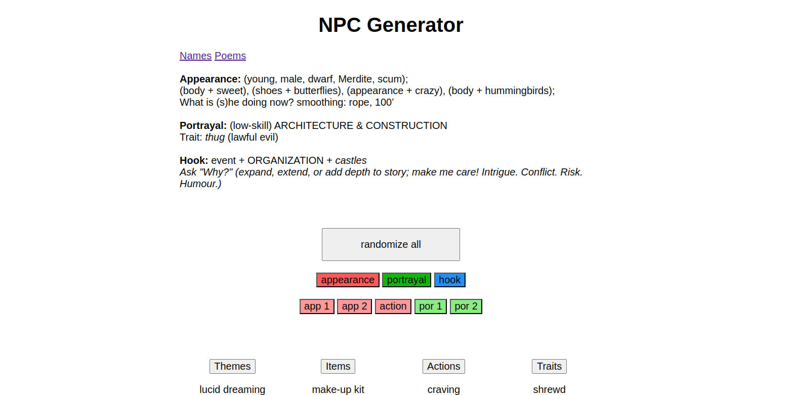 3-line NPC Generator – The Art of Nathan Parkinson